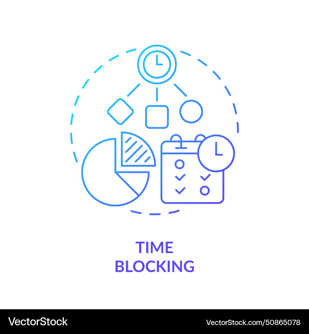 Time blocking blue gradient concept icon Vector Image