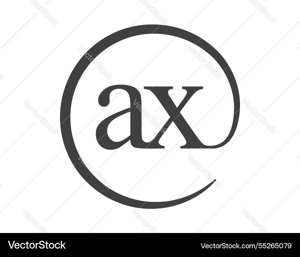 Ax logo from two letter with circle shape email Vector Image