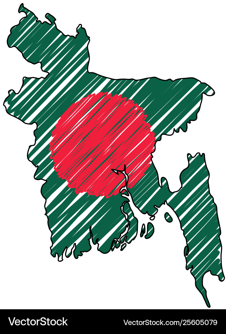Bangladesh map hand drawn sketch concept Vector Image