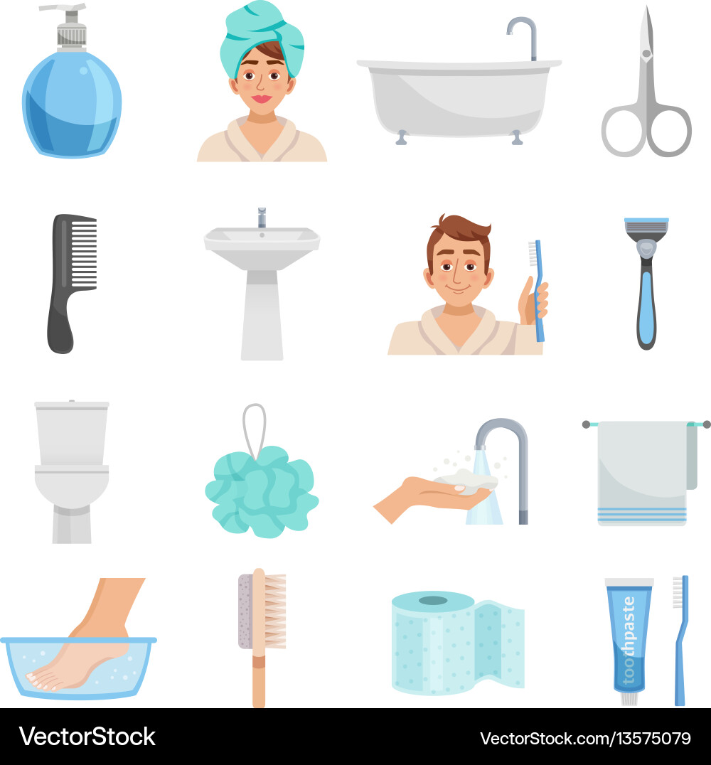 Hygiene products icon set Royalty Free Vector Image