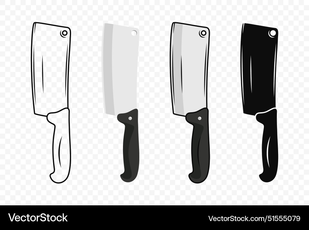 Kitchen knife icon set isolated various Royalty Free Vector