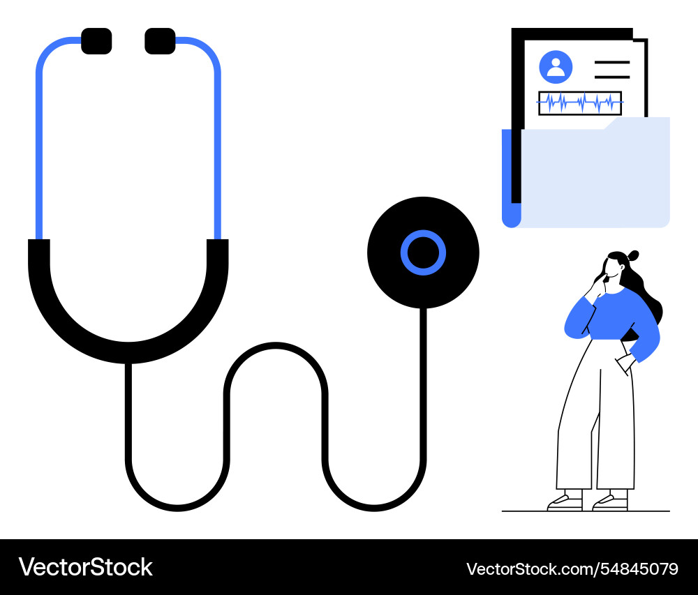 Medical stethoscope and patient records Royalty Free Vector