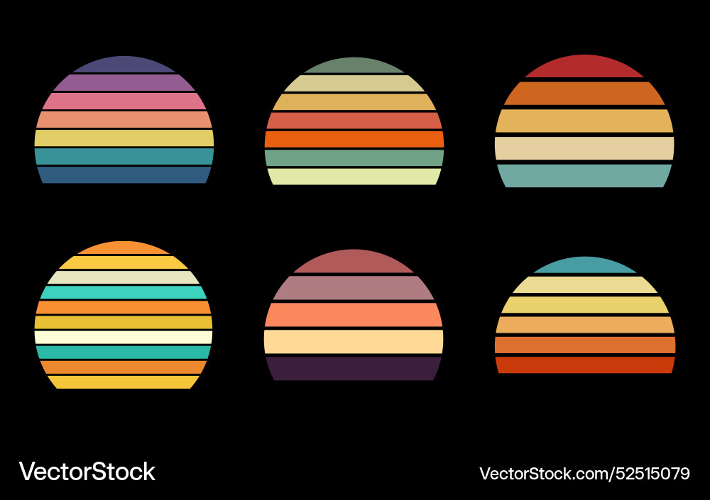 Retro vintage circle sunset background sun Vector Image