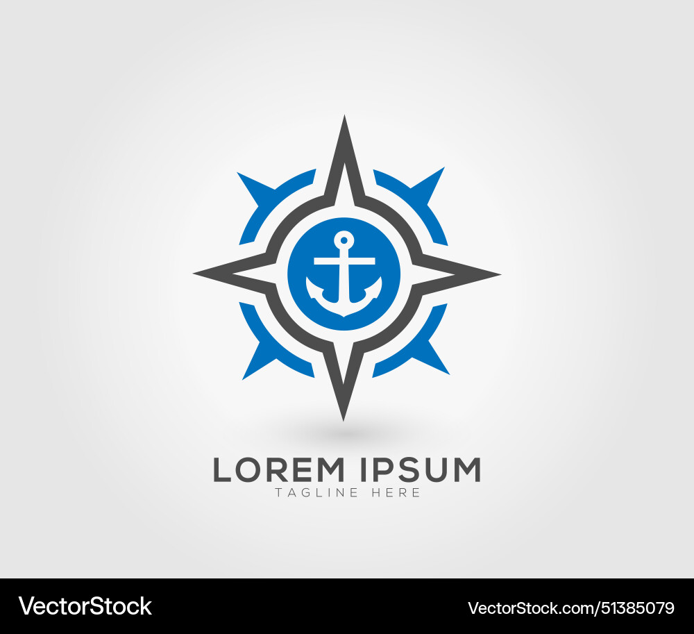 Ship logo compass ships wheel anchor image Vector Image