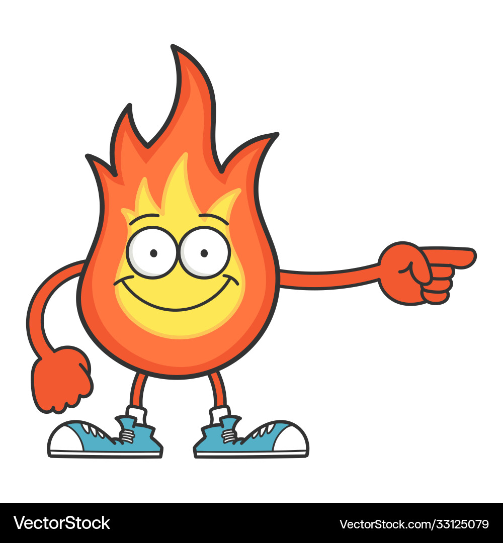 Smiling fireball cartoon character isolated Vector Image