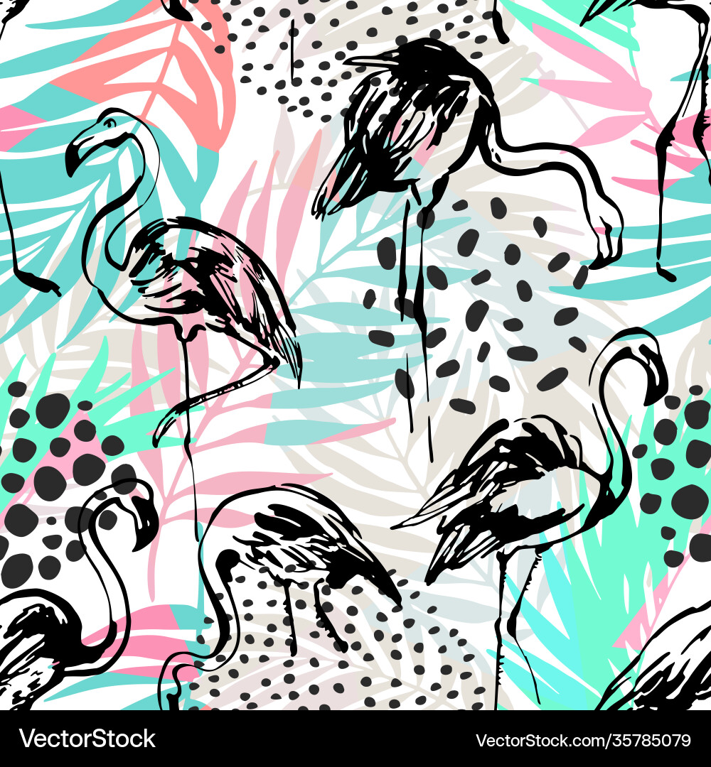 Tropical Flamingo Pattern Royalty Free Vector Image