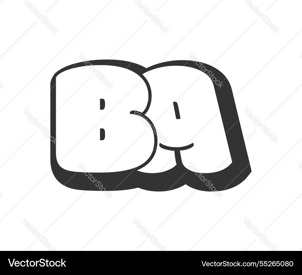 Ba logo bubble comic lettering rounded Royalty Free Vector