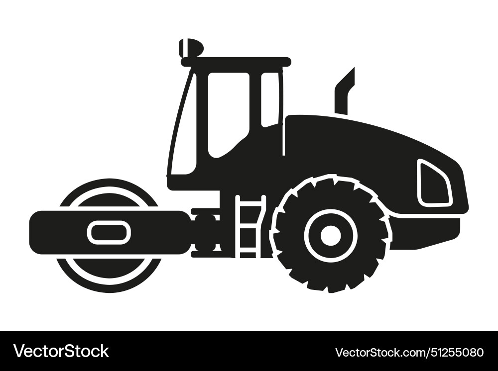 Cartoon soil compactor roller silhouettes heavy Vector Image