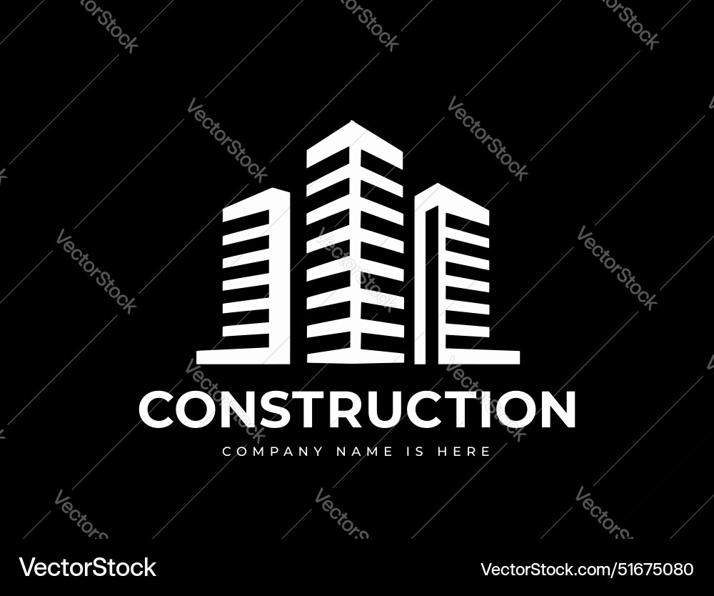 Construction company logo with building Royalty Free Vector