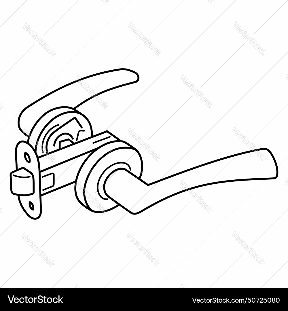 Door lock device outline Royalty Free Vector Image