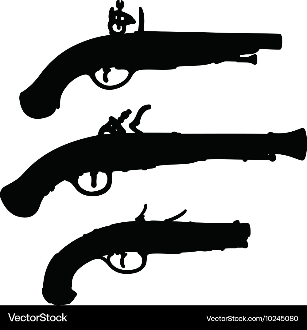 Historical matchlock pistols Royalty Free Vector Image
