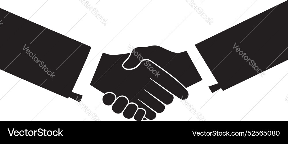 Inked unity seal black handshake icon formal Vector Image
