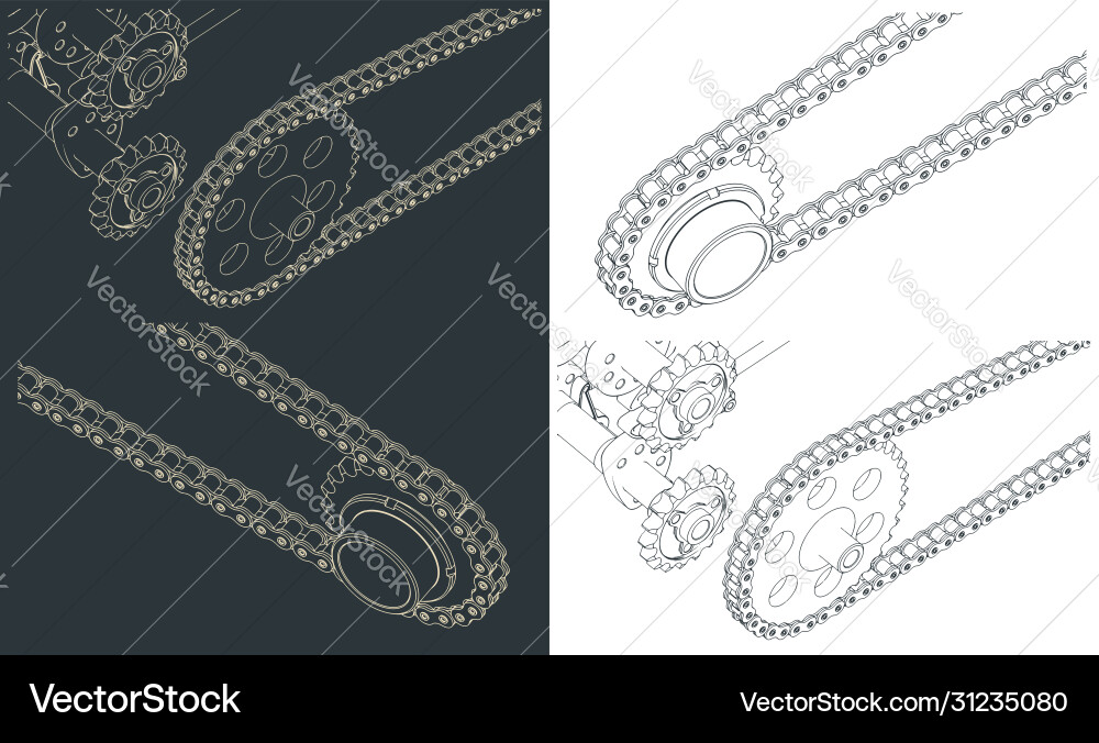Motorcycle mechanical chain transmission Vector Image