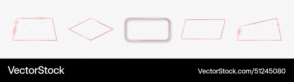 Rose gold glowing different geometric shape frame Vector Image