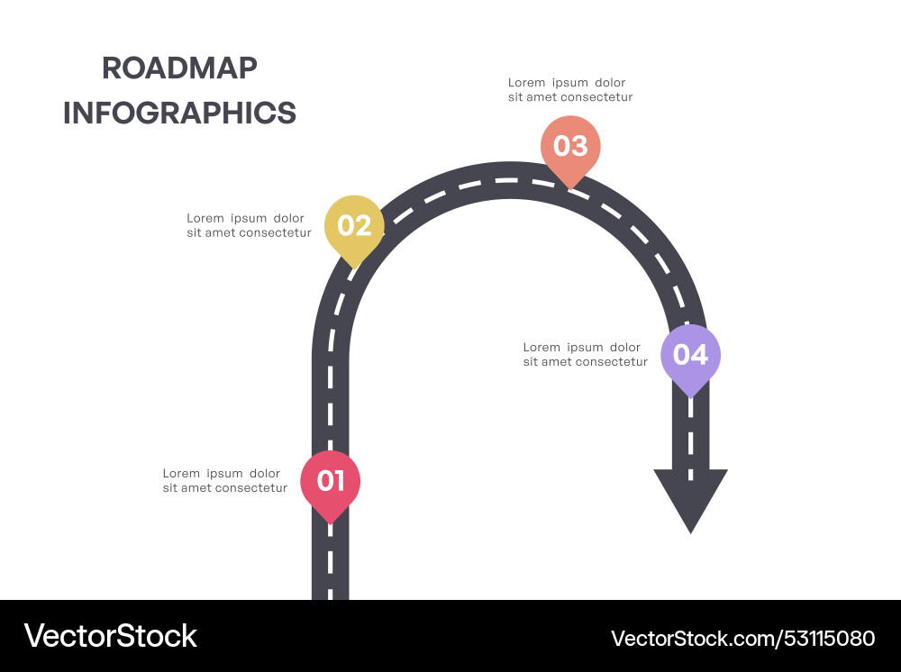 Vibrant milestone roadmap infographic with arrows Vector Image