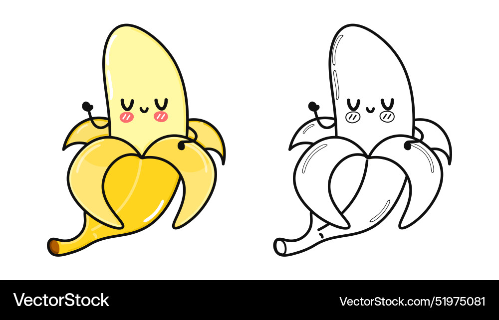Funny cute happy banana characters bundle set Vector Image