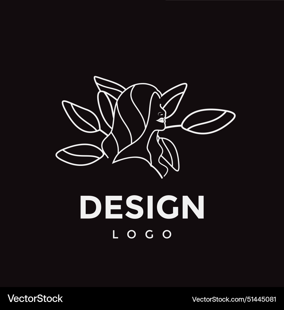 White single line natural woman logo Royalty Free Vector