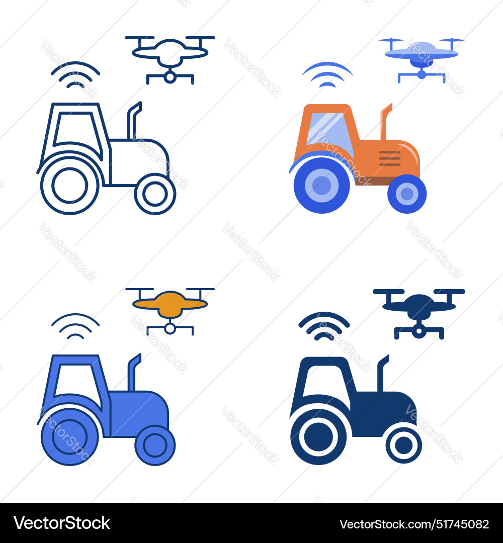 Agritech digital farming icon set Royalty Free Vector Image