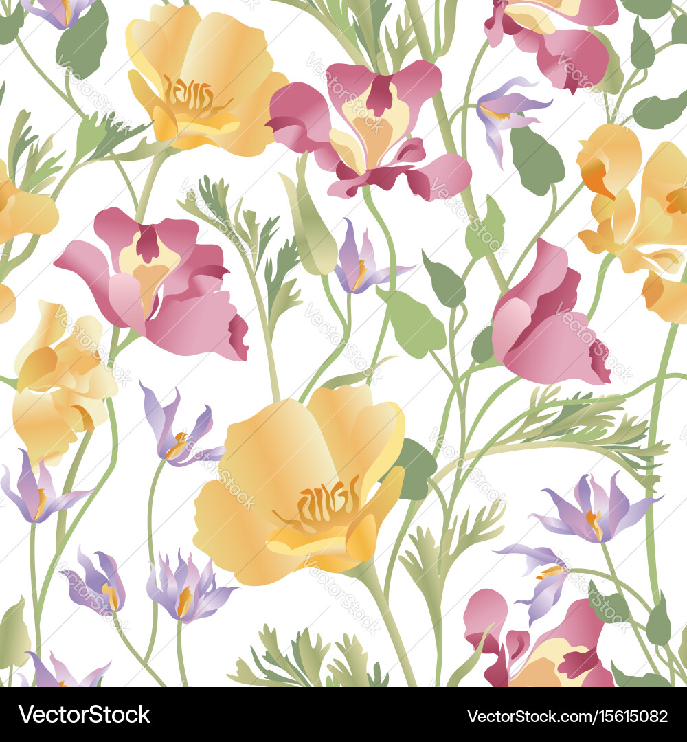 Floral ornamental white seamless pattern flower Vector Image
