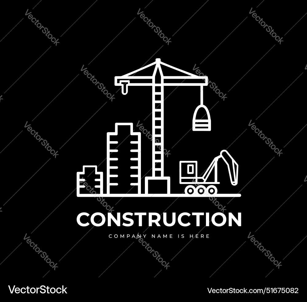 Logo des Bauunternehmens mit Kran Lizenzfreies Vektorbild