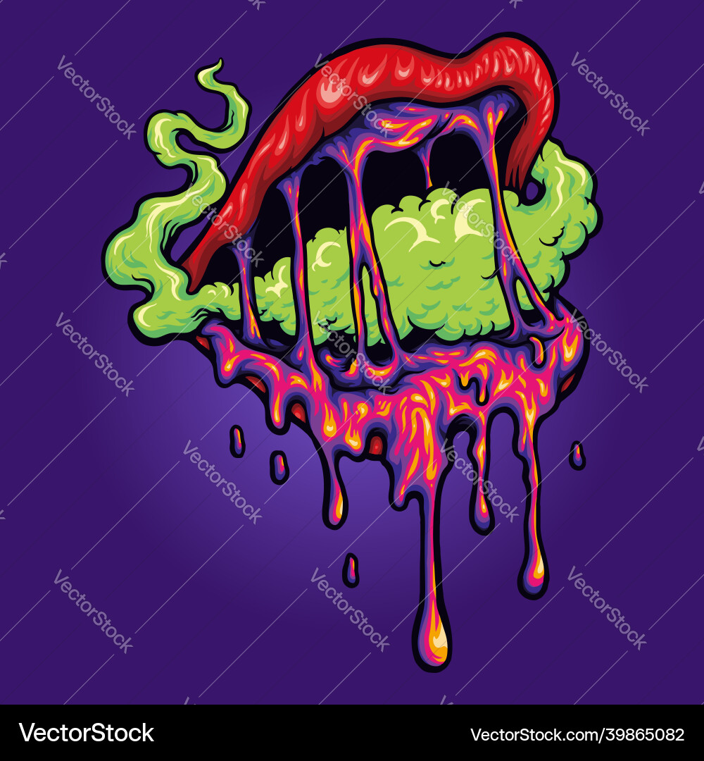 Psychedelic Lips Smoke Art Royalty Free Vector Image