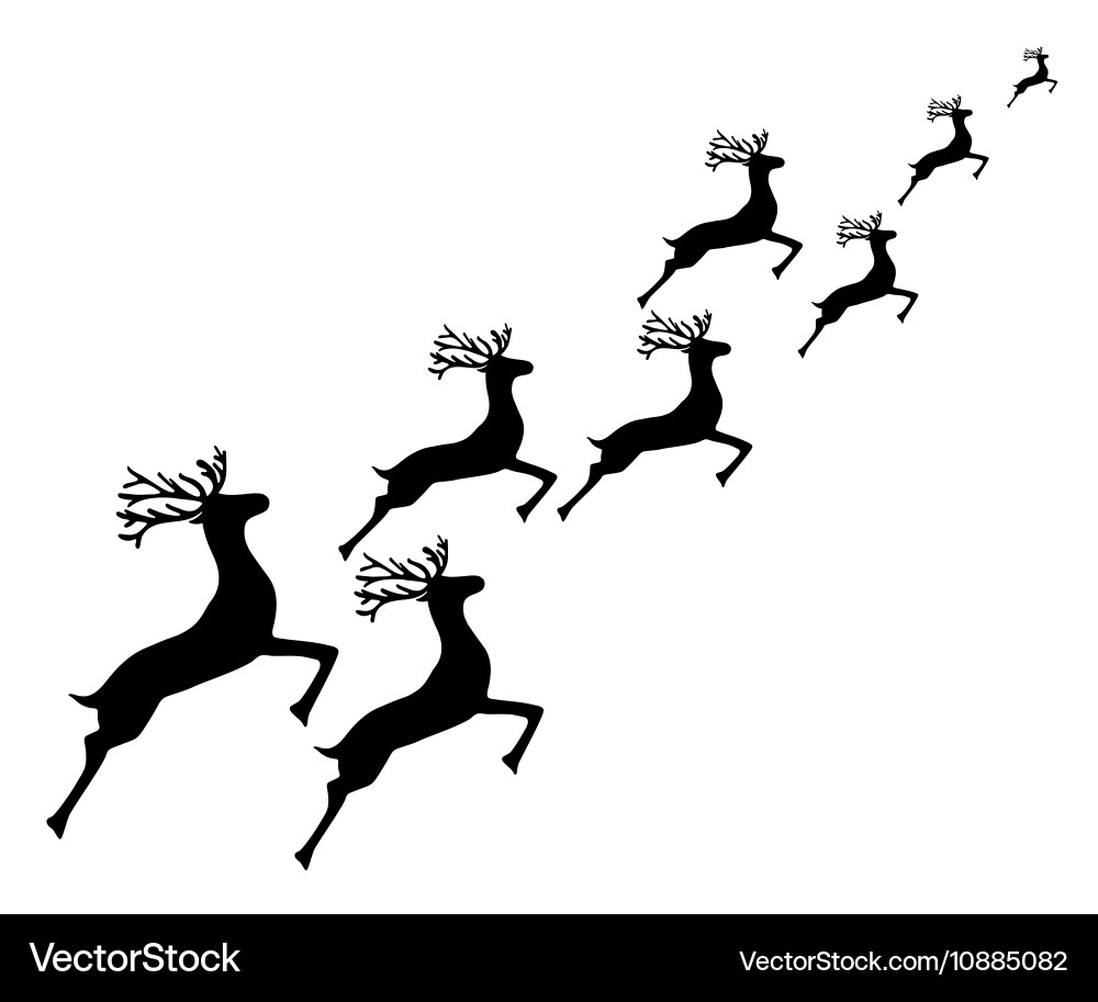 Reindeer running on a white background Royalty Free Vector