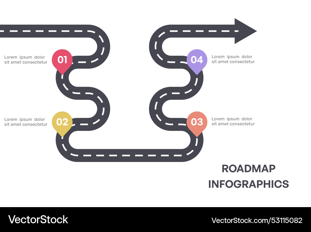 Vibrant milestone roadmap infographic with arrows Vector Image
