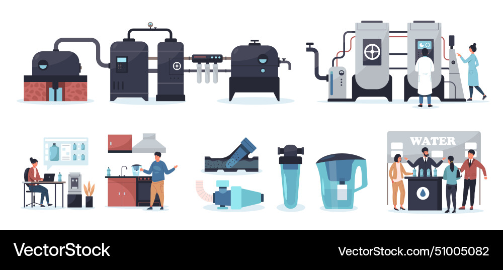 Water purification process treatment Royalty Free Vector
