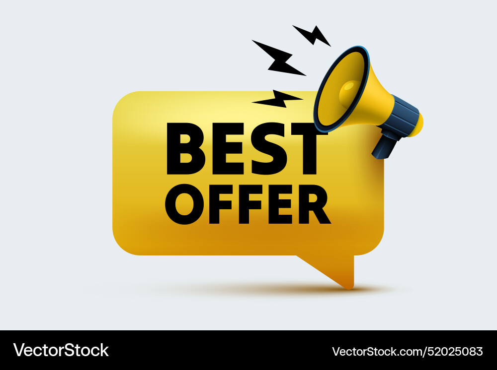 Best offer tag speech bubble with megaphone Vector Image