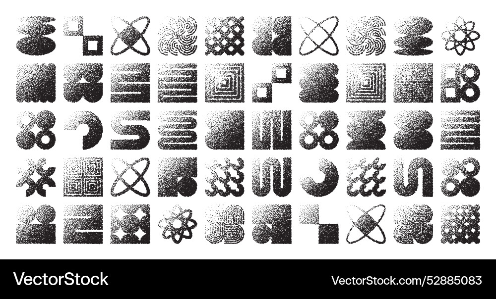 Brutalist geometric shapes dotted objects Vector Image