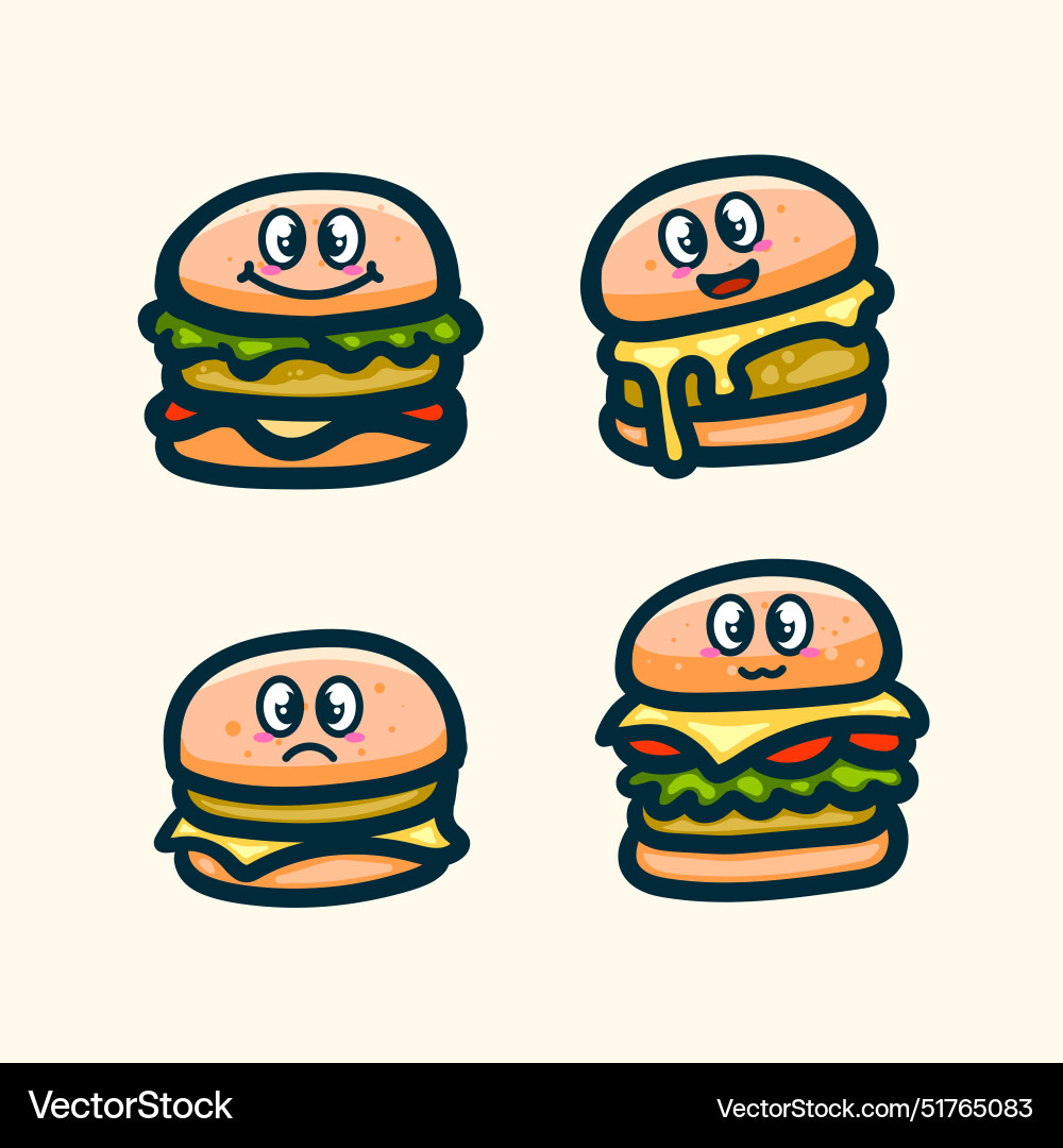 Burger with groovy style drawing Royalty Free Vector Image