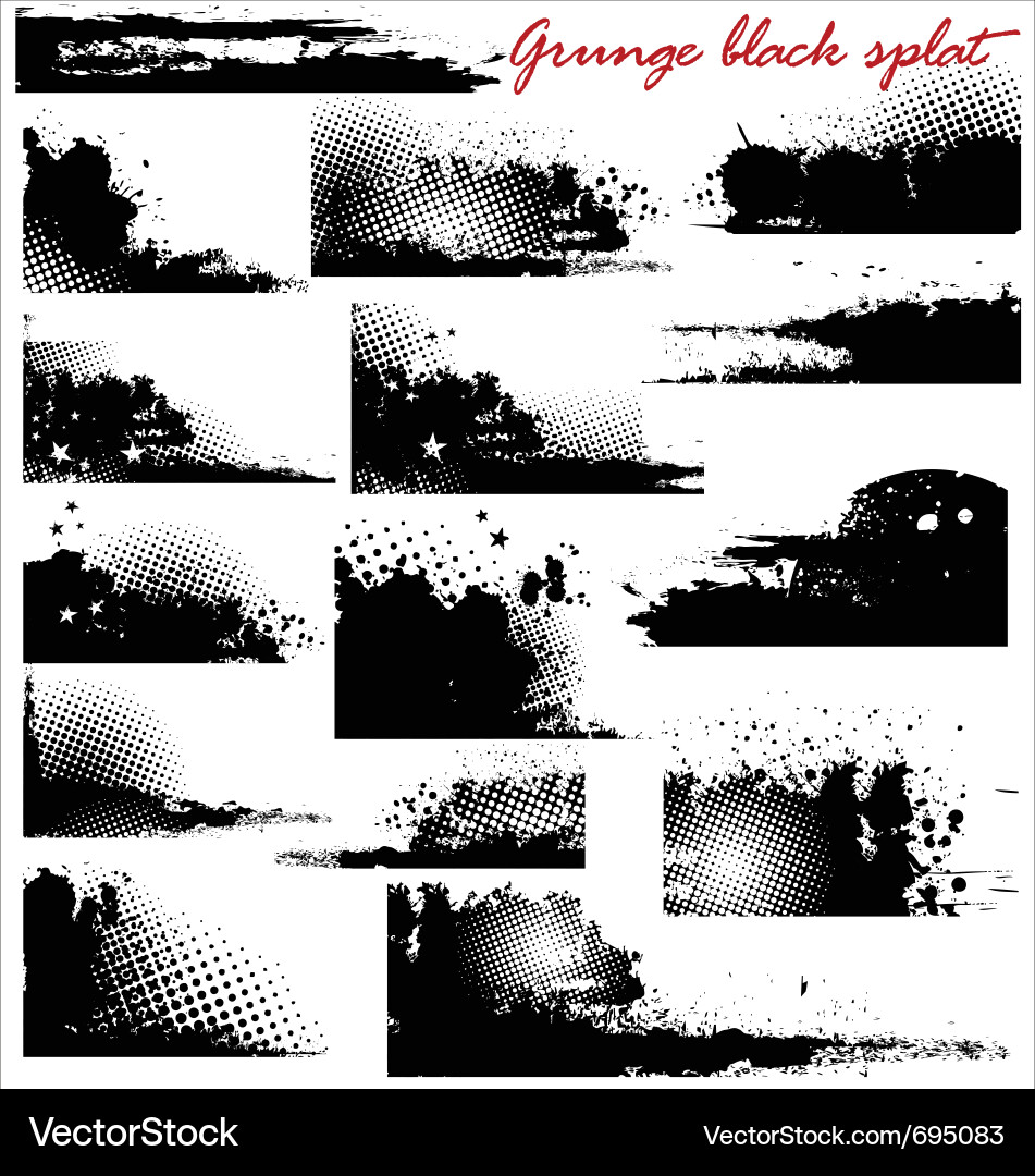 Grunge black splat - set Royalty Free Vector Image