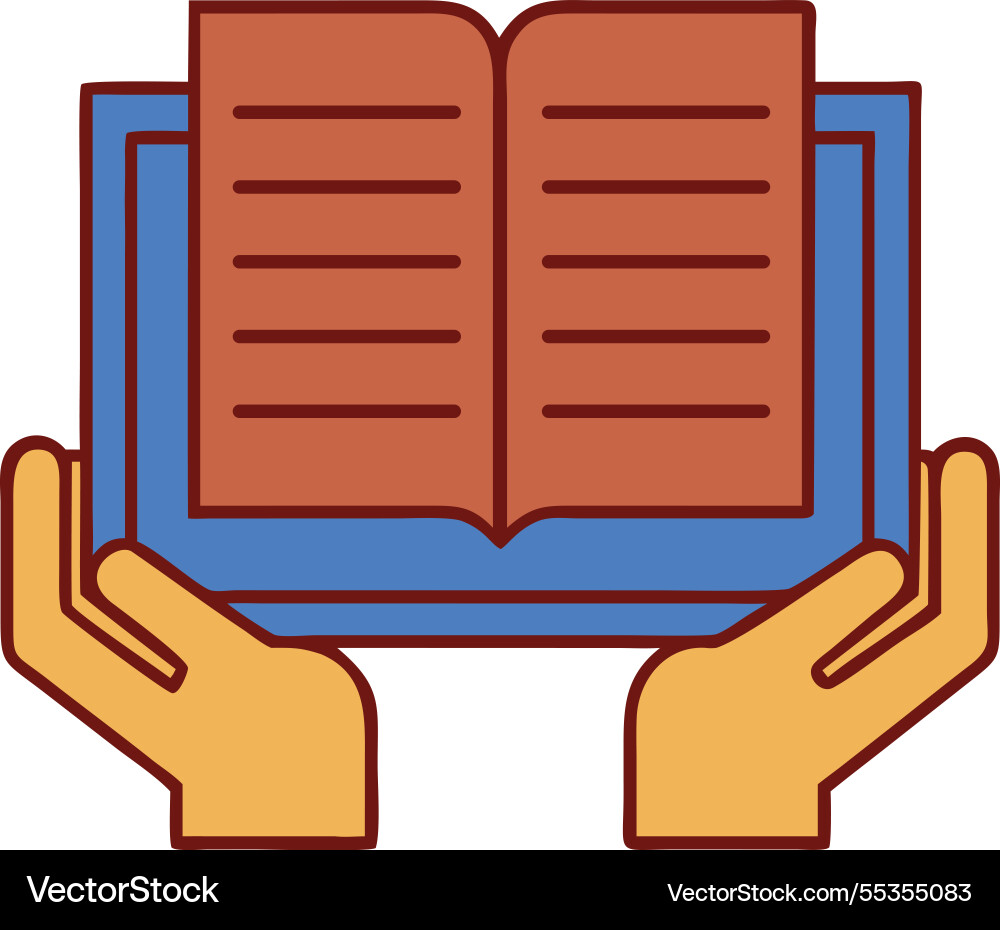 Hands holding open book icon Royalty Free Vector Image