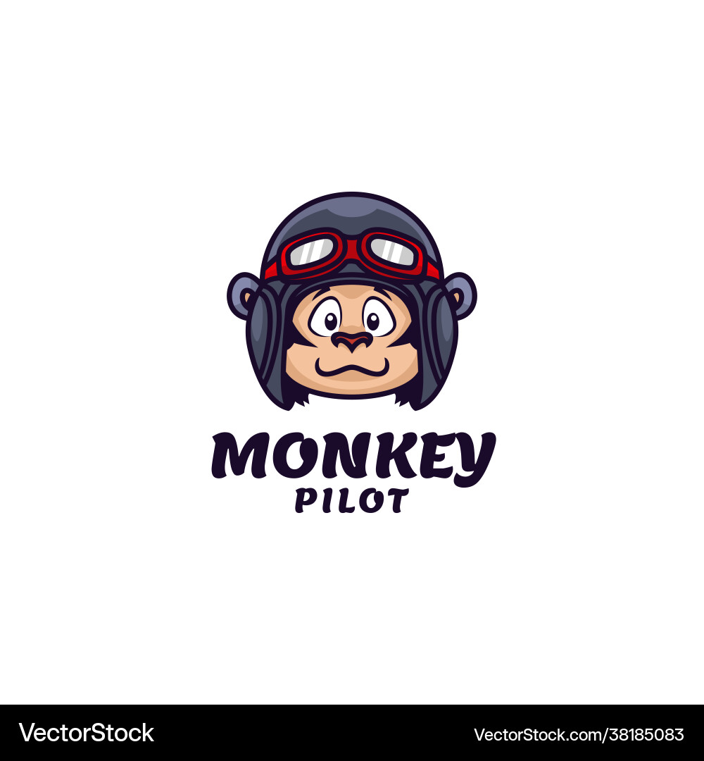 Logo monkey pilot simple mascot style Royalty Free Vector