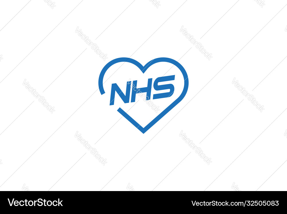 Nhs logo design letter in hearth shape Royalty Free Vector