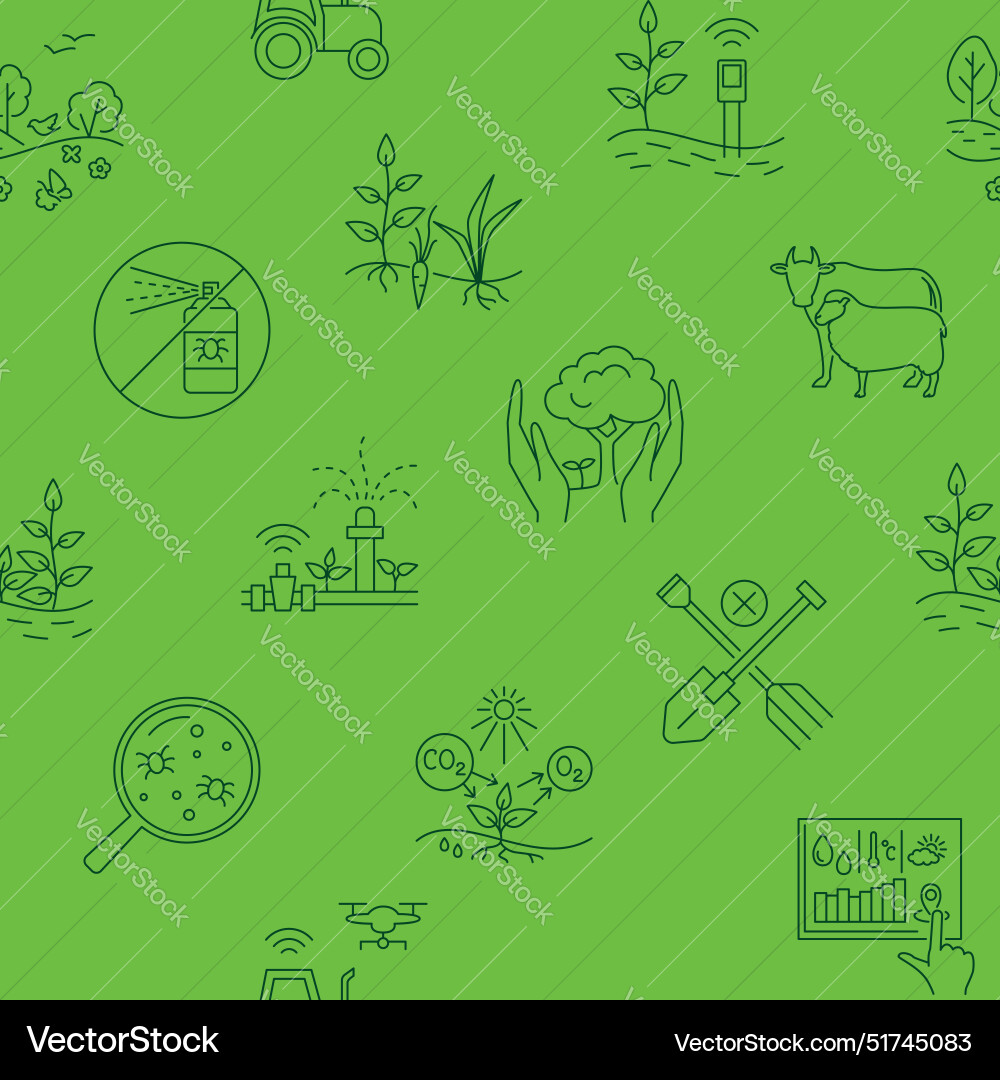 Sustainable farming line seamless pattern Vector Image
