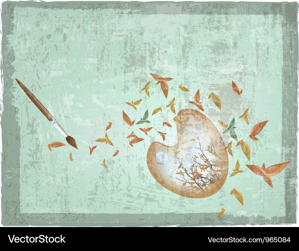 Abstract autumn palette with paintbrush Royalty Free Vector