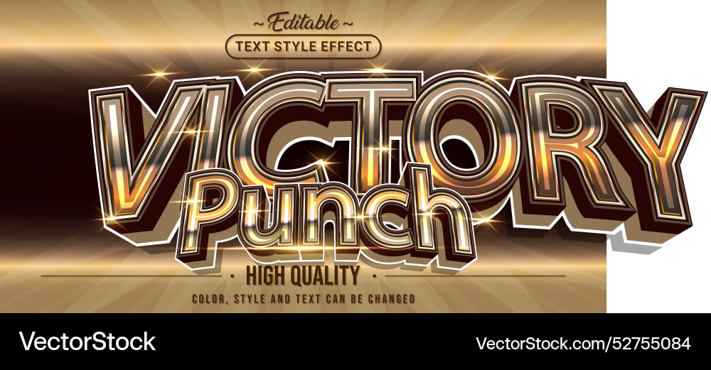 Editable text style effect - victory punch Vector Image