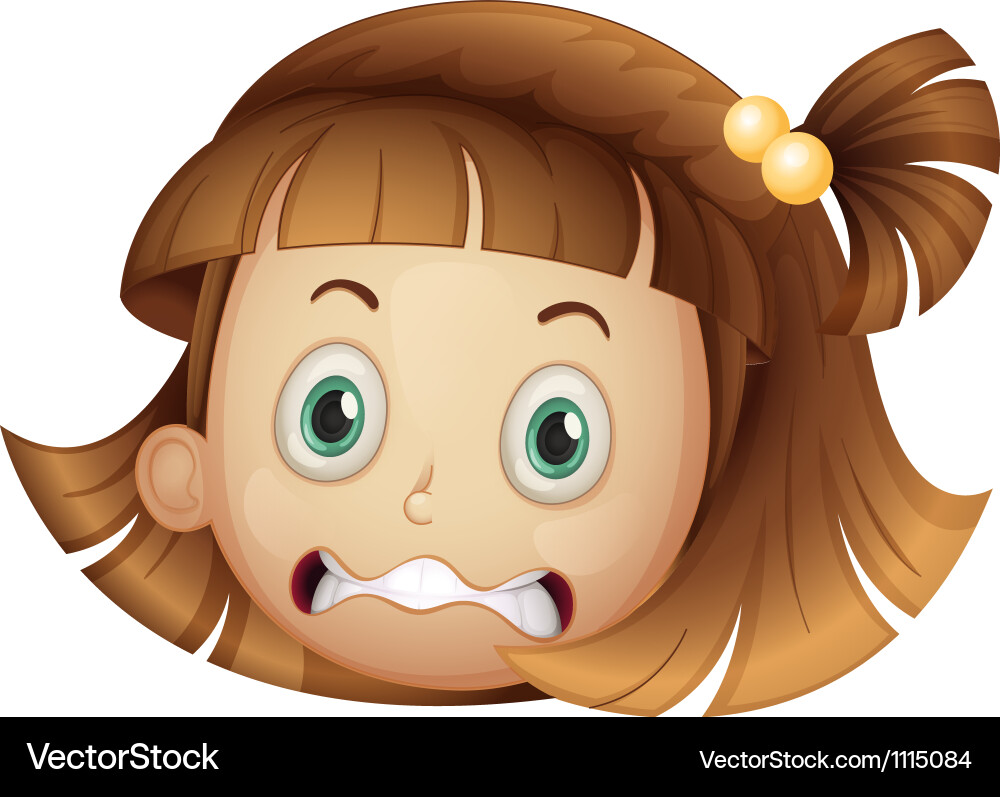 Nervous Face Cartoon Girl Scared Girl Emoji Icon Cartoon Style Stock