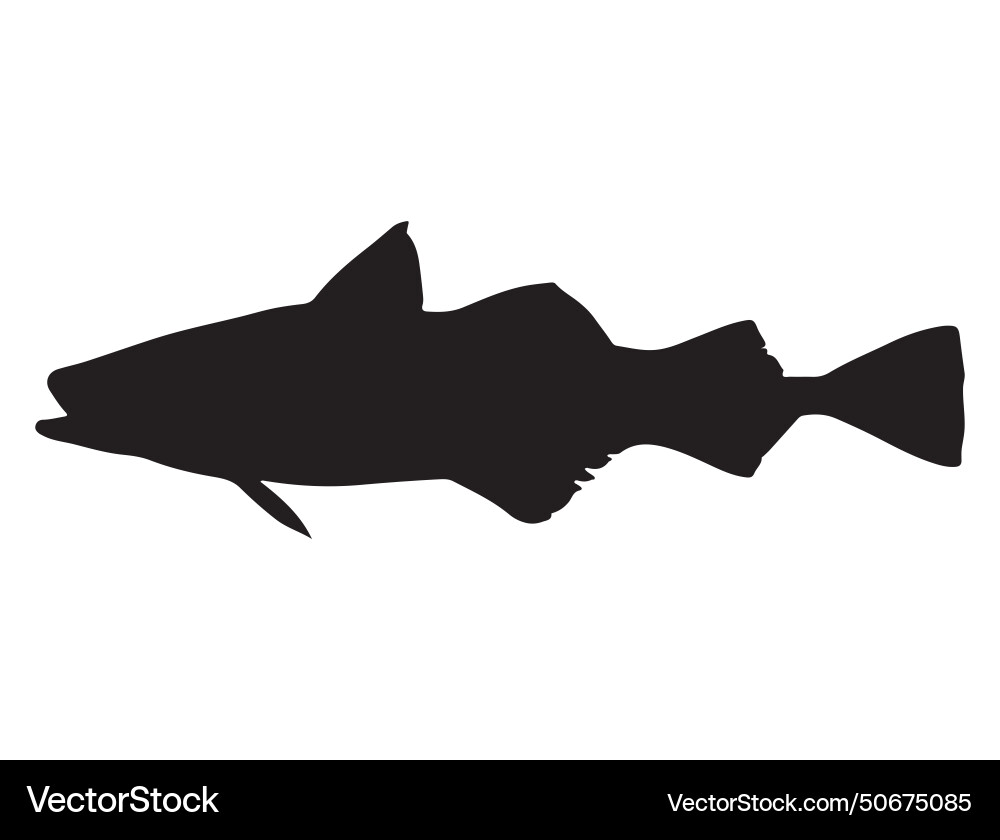 Alaska pollock fish silhouette art Royalty Free Vector Image