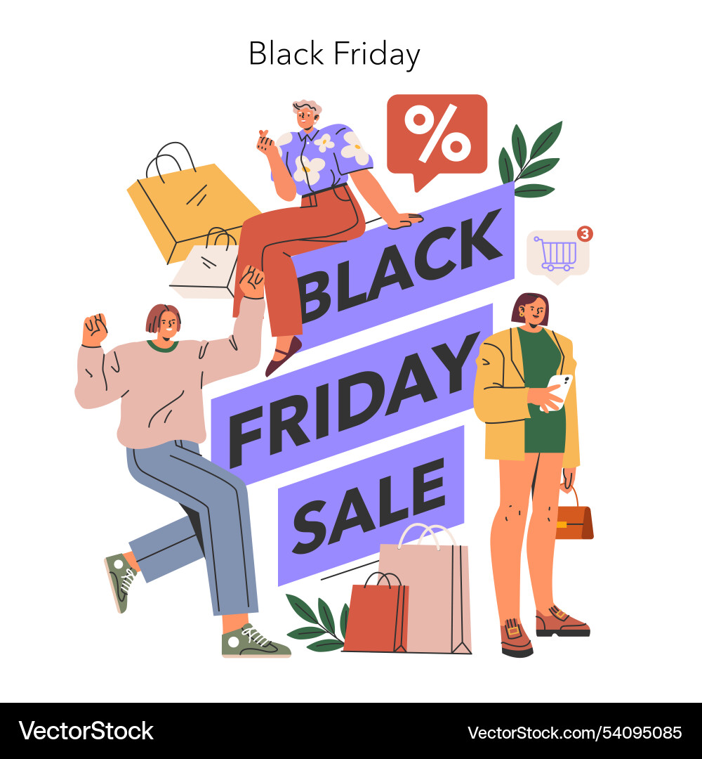 Black friday flat Royalty Free Vector Image - VectorStock