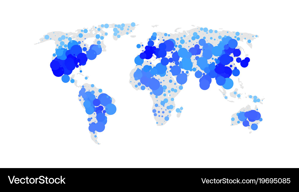 Blue color world map isolated on white Royalty Free Vector