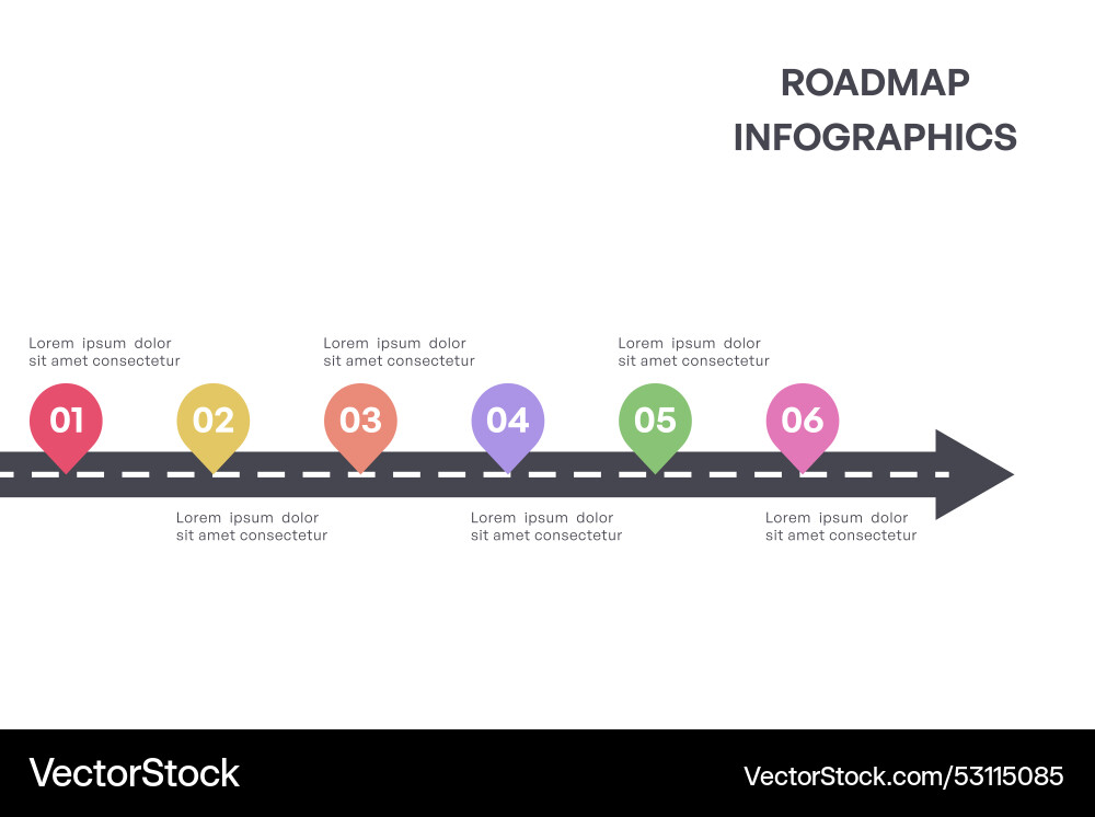 Colorful milestone roadmap infographic with arrow Vector Image