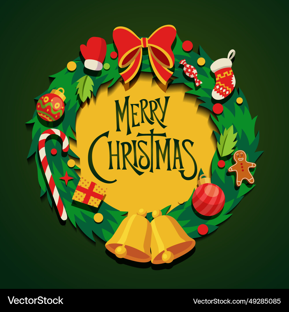 Hand-Drawn Christmas Wreath Royalty Free Vector Image