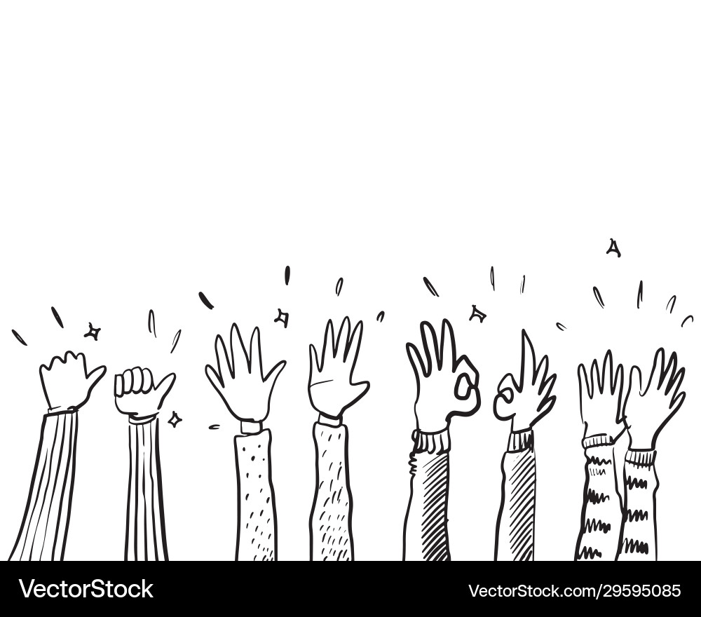 Hand drawn sketch style human hands clapping Vector Image