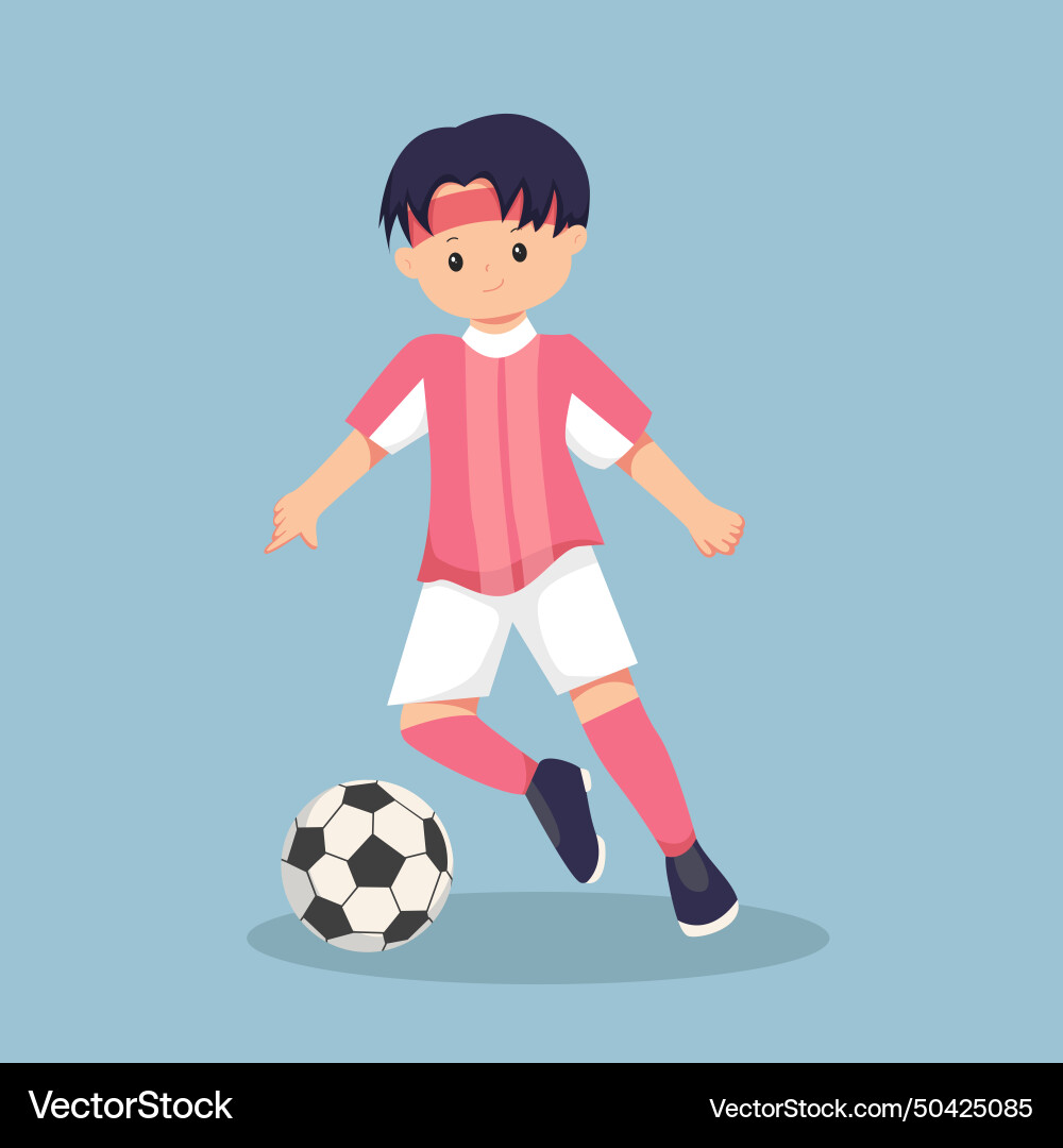 Kid playing football character design Royalty Free Vector