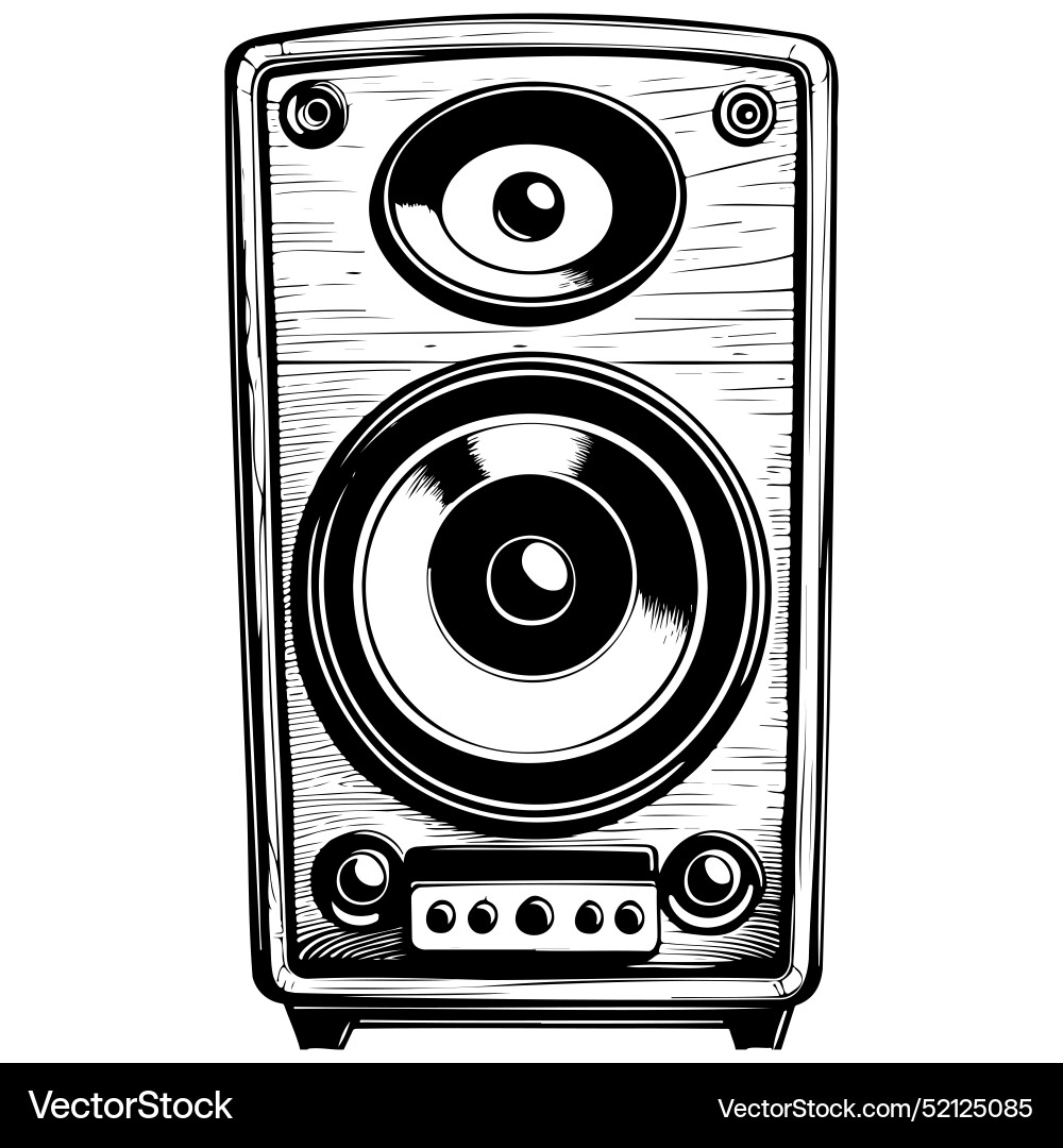 Speaker sketch realistic line monochrome drawing Vector Image