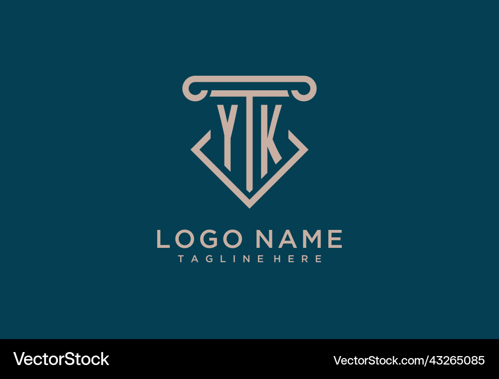 Yk initial with pillar icon design clean Vector Image