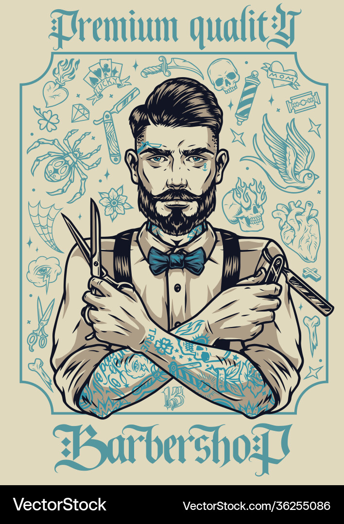 Barbershop vintage composition Royalty Free Vector Image