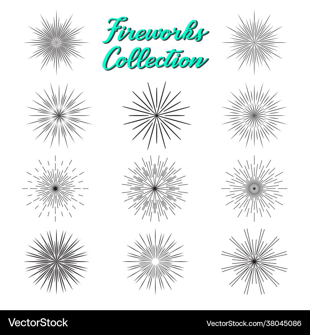 Black Fireworks Icon Set Royalty Free Vector Image